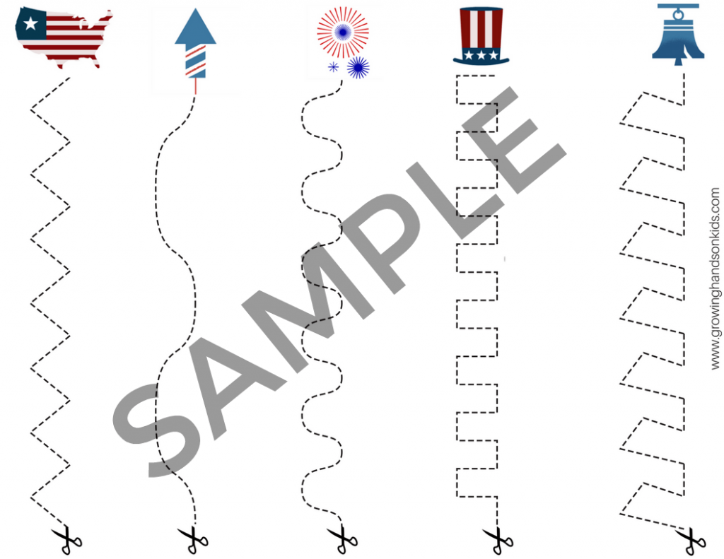 4th of July Cutting Practice Pages for Preschoolers - Free Printable