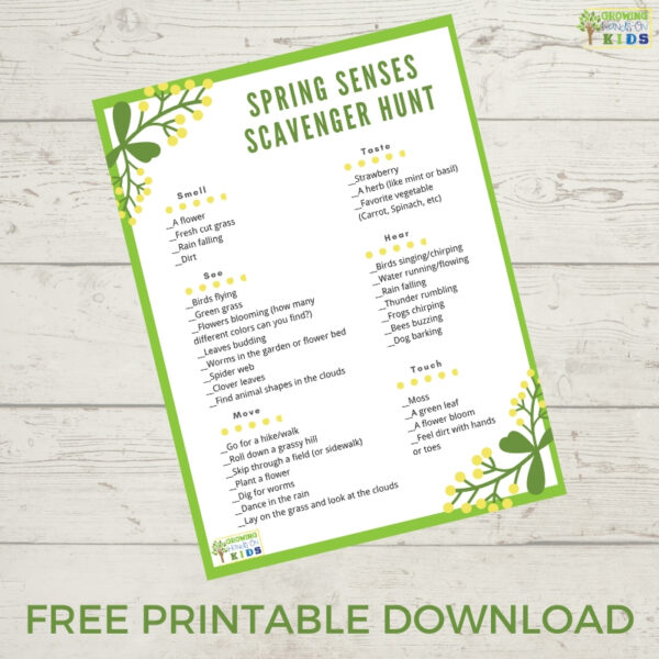 Spring Senses Scavenger Hunt - Growing Hands-On Kids