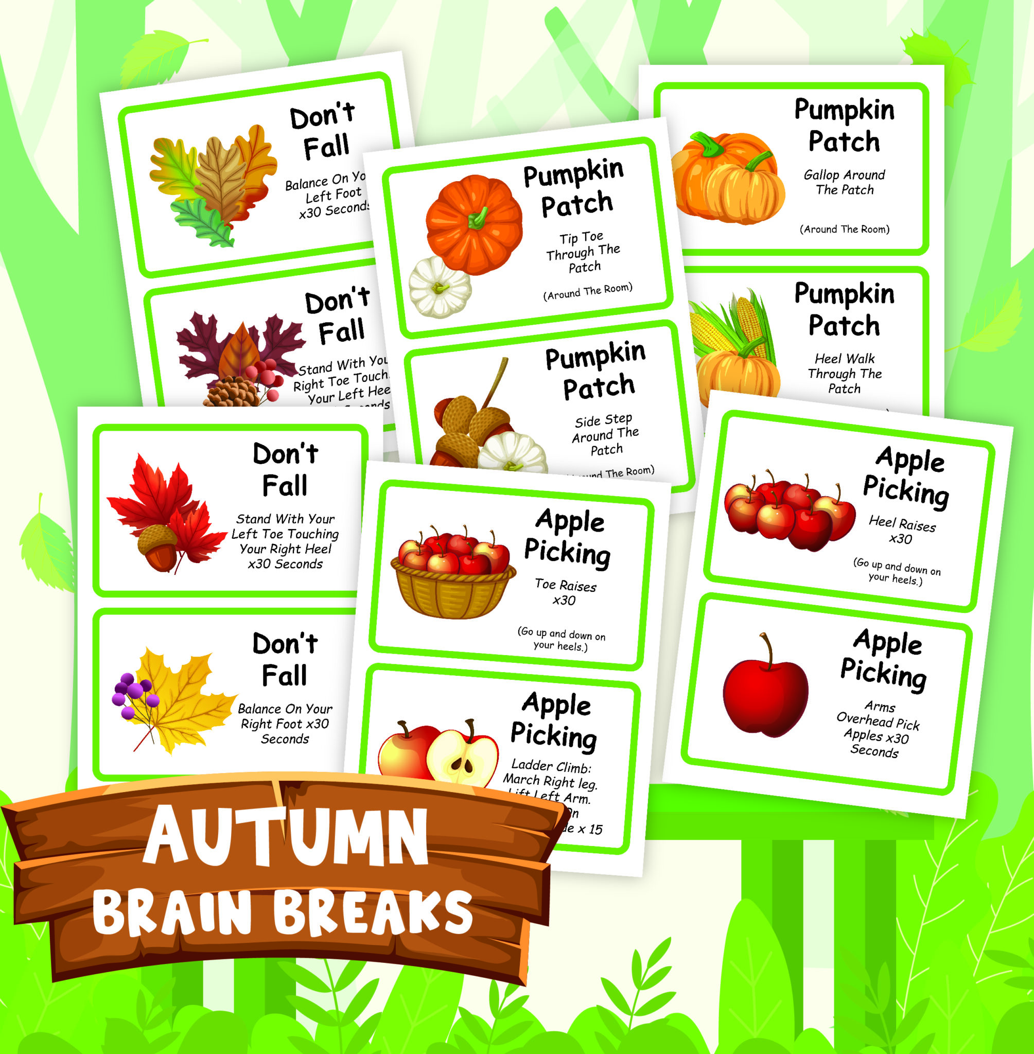 Autumn Brain Break Cards - Growing Hands-On Kids
