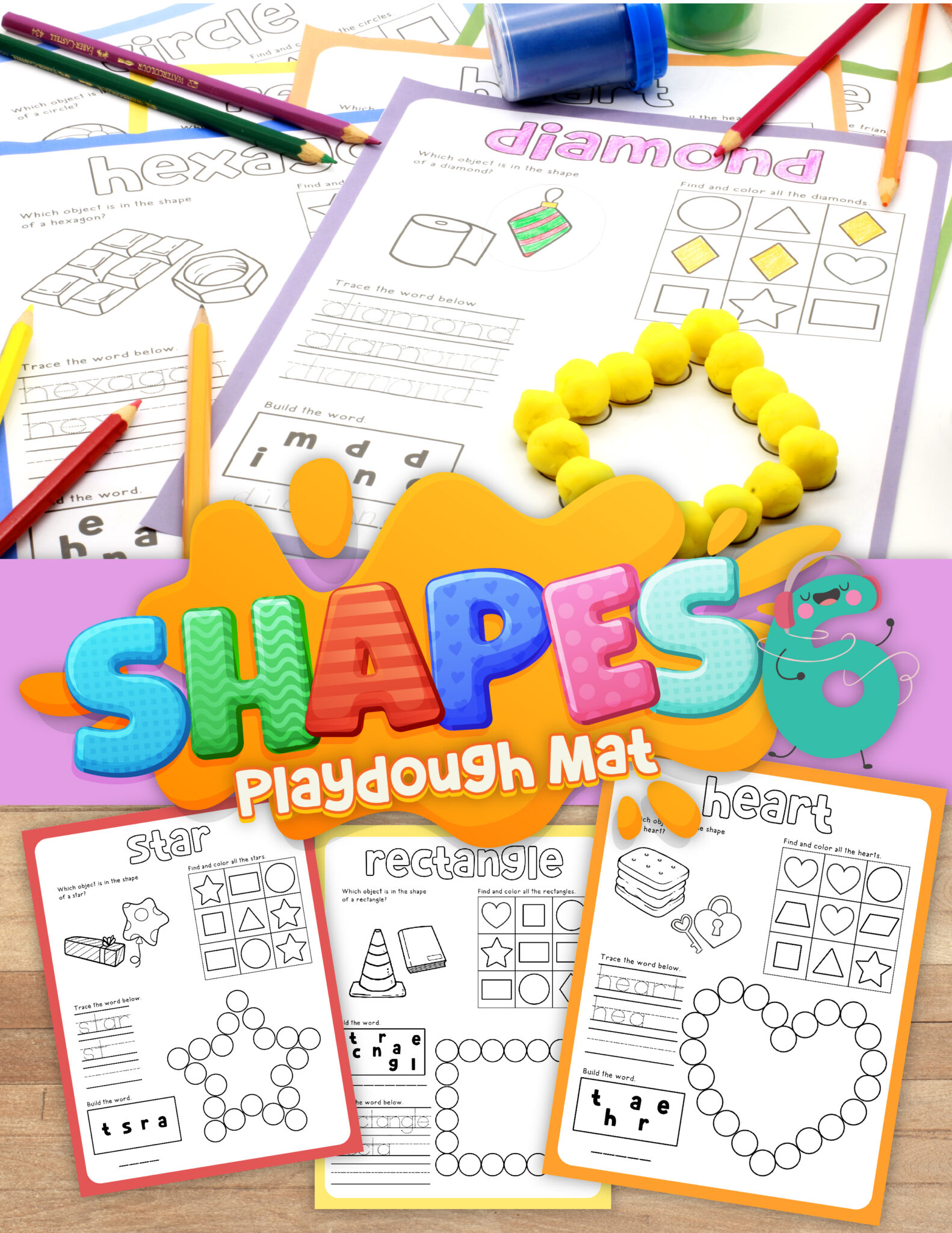 Shapes Play Dough Mats - Growing Hands-On Kids